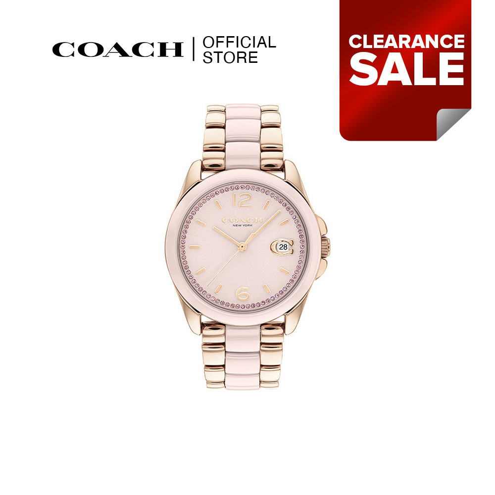 Coach Greyson Women's Watch Ionic Plated Carnation Gold Steel Strap ...