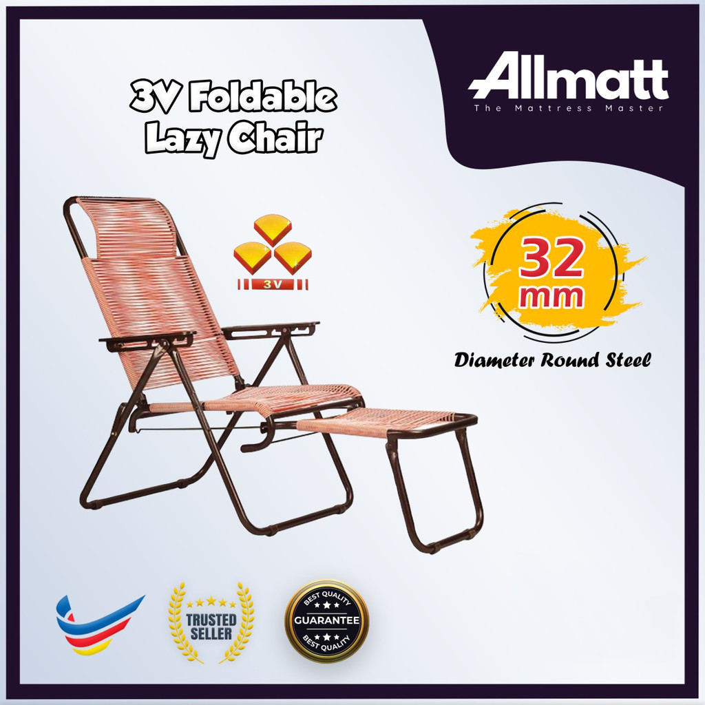 ALLMATT Orange Color 32mm 3V Lazy Chair Lazy Arm Chair Foldable Chair ...