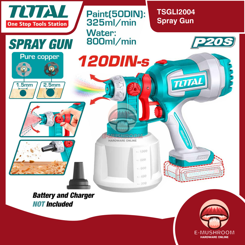 Total TSGLI2004 P20S Li-ion Cordless Spray Gun With Dust Blower Nozzle ...