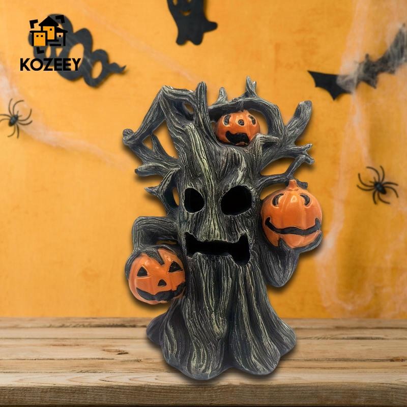 KOZEEY Spooky Tree Figurine Halloween Decor Art Crafts for Home Indoor ...