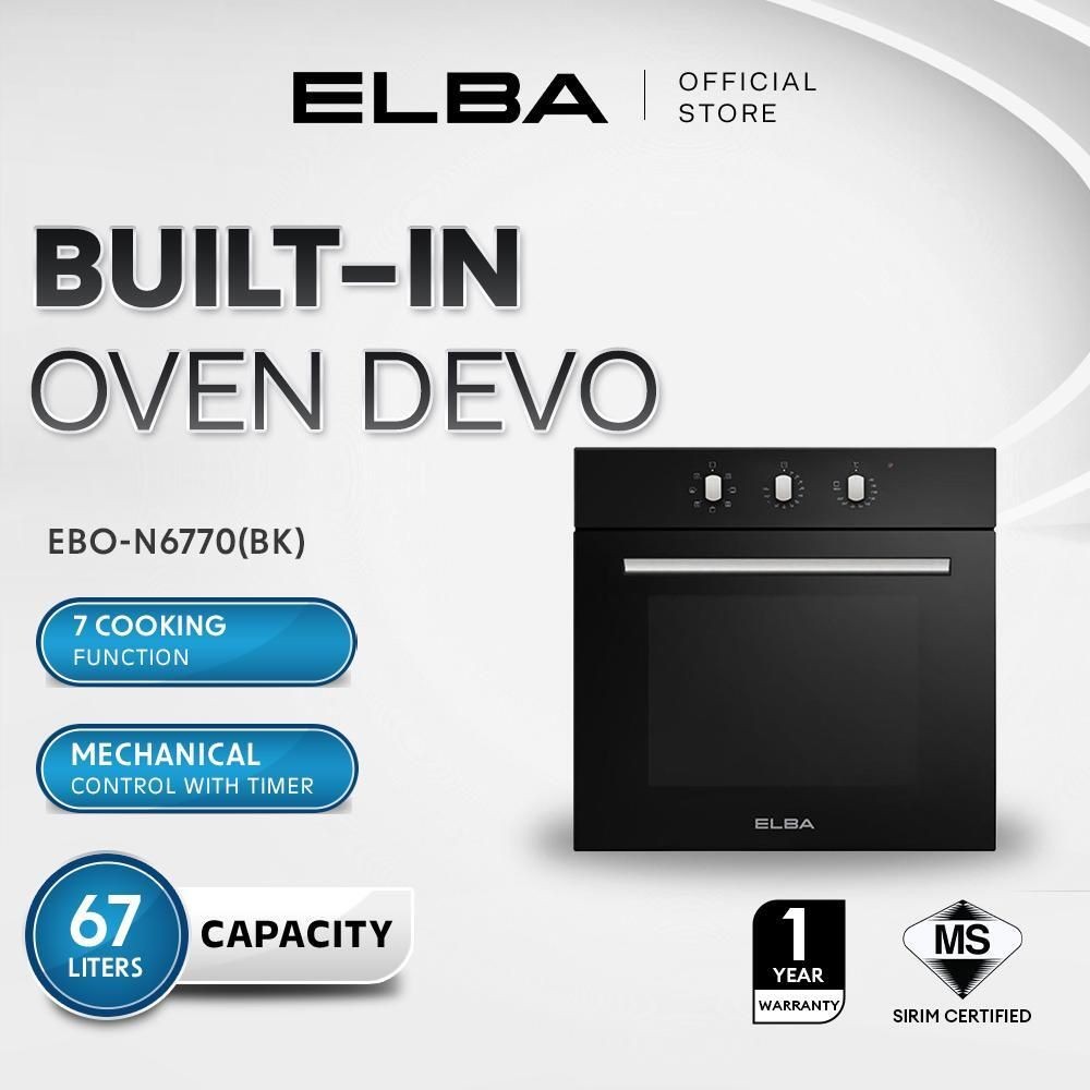 Elba Built-in Oven DIVO EBO-N6770(BK) – 7 Functions, Rotisserie, Triple ...