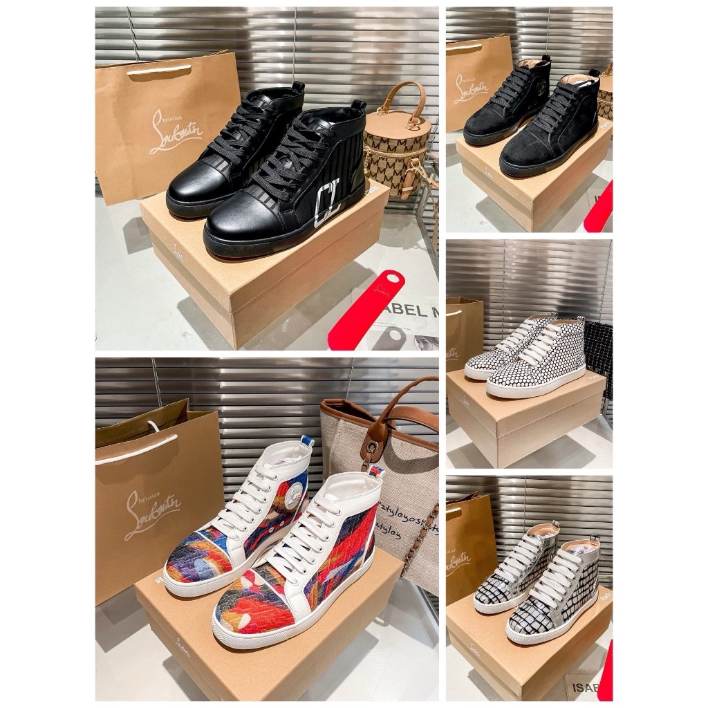 Kasut lelaki C1LCZ silver with black color line grid design leather ...