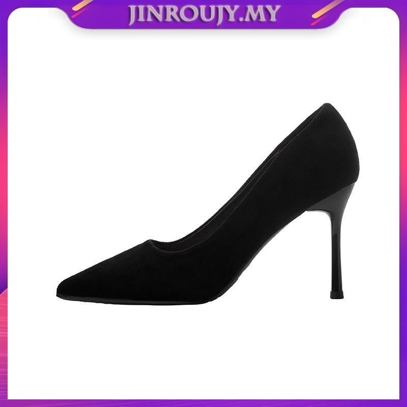 high heels machino heels Tumit tinggi suede hitam wawancara kerja ...