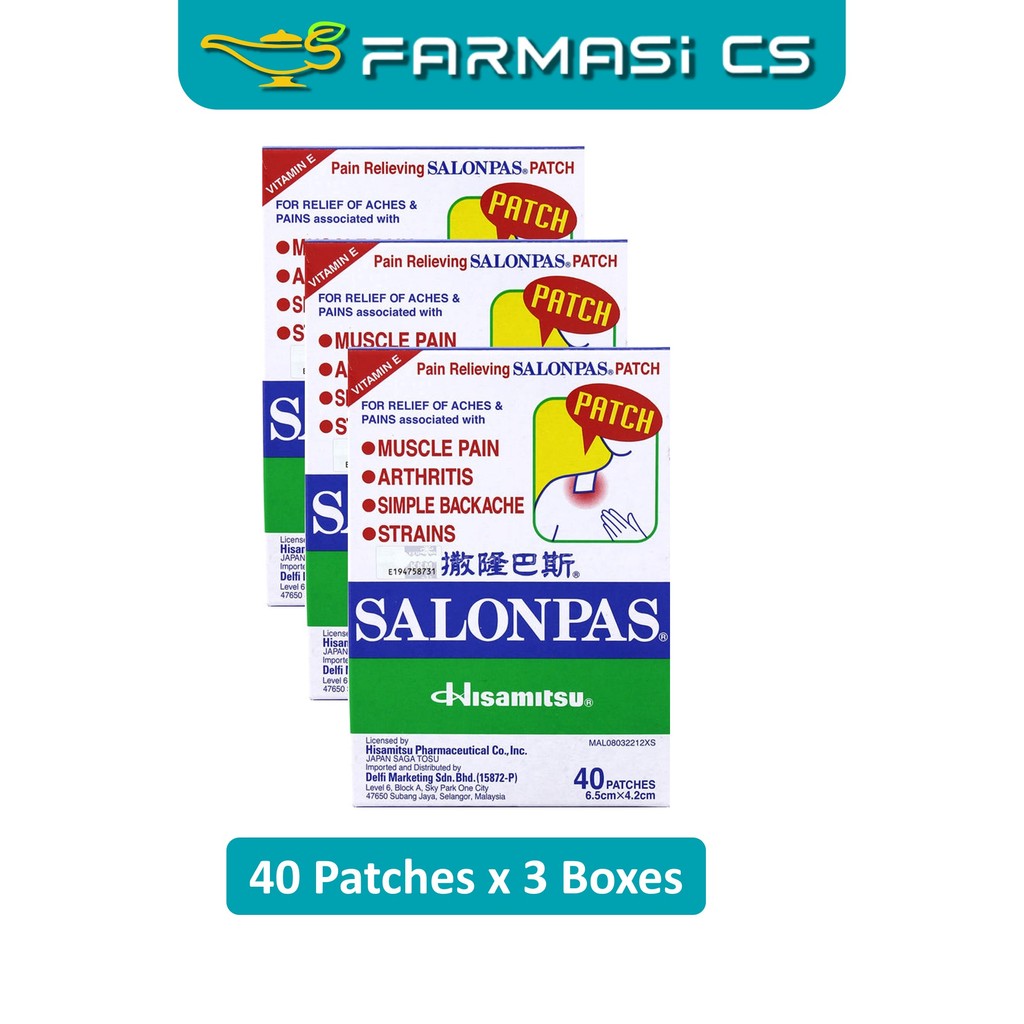 PROMO Hisamitsu Salonpas Patch 40 Patches x 3 Boxes (TRIPLE) EXP:03/ ...