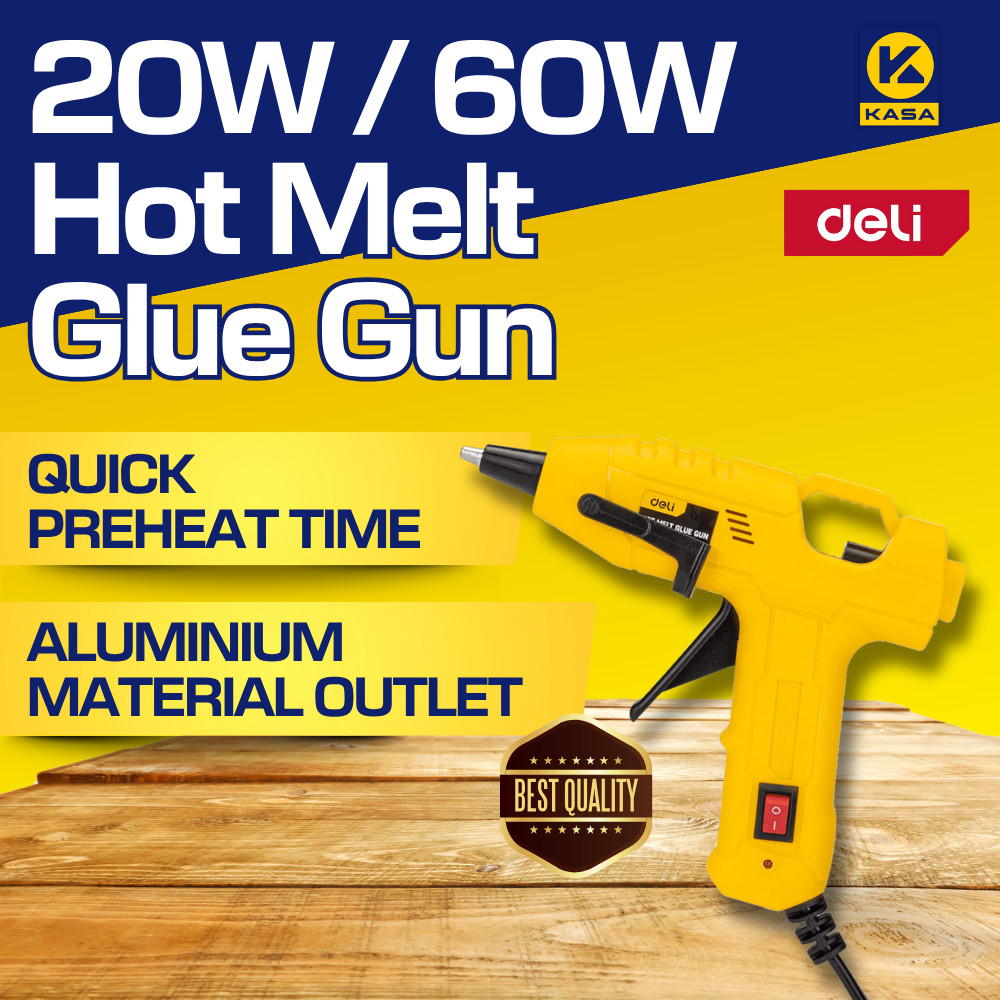 Deli Hot Melt Glue Gun 20W/60W Corded DIY Craft Repair Arts Tool Glue ...