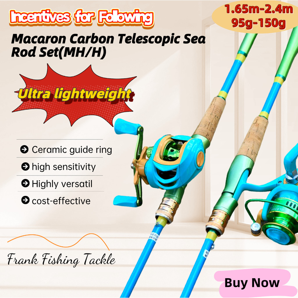 Lure Macaron Set Beginner Carbon Fiber Long Casting Sea Rod | Water ...