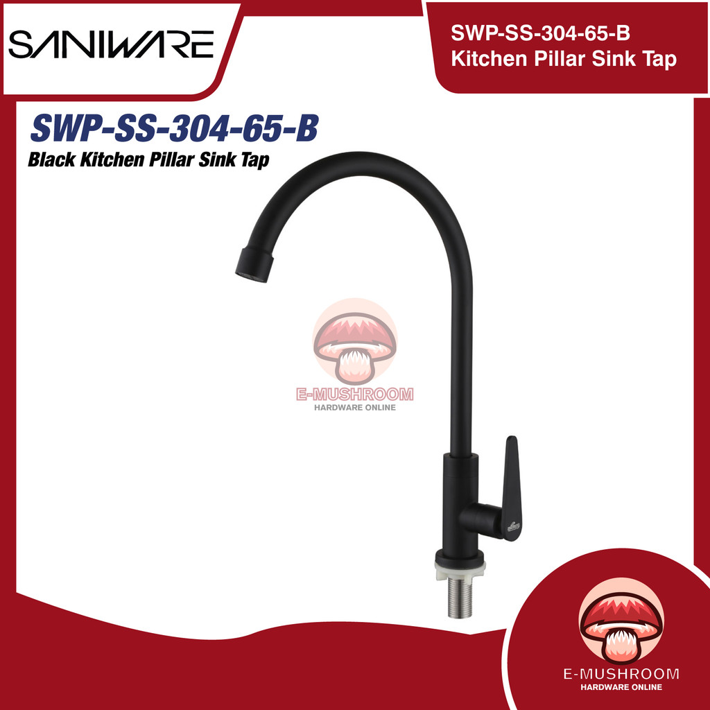 Saniware Black Kitchen Pillar Sink Tap - SWP-SS-304-65-B | Shopee Malaysia
