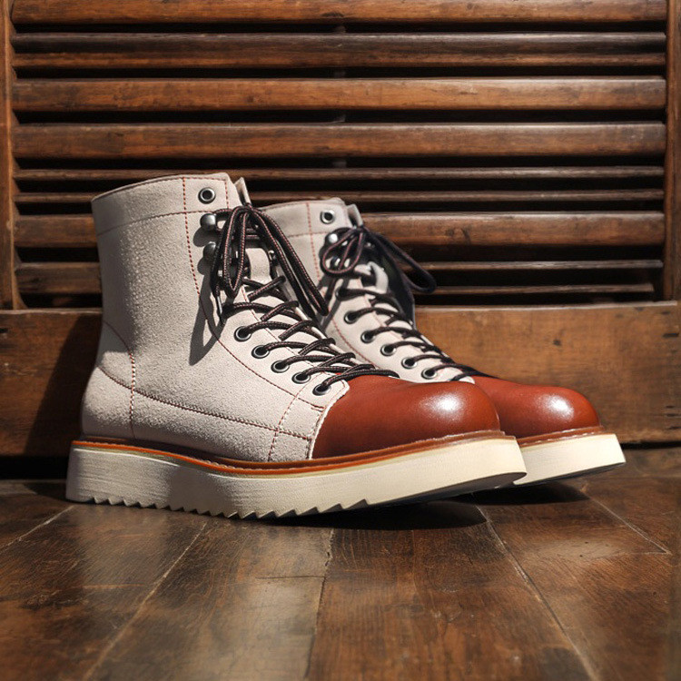 Ami Khaki Genuine Leather Martin Boots Men's High-Top Motorcycle Boots ...