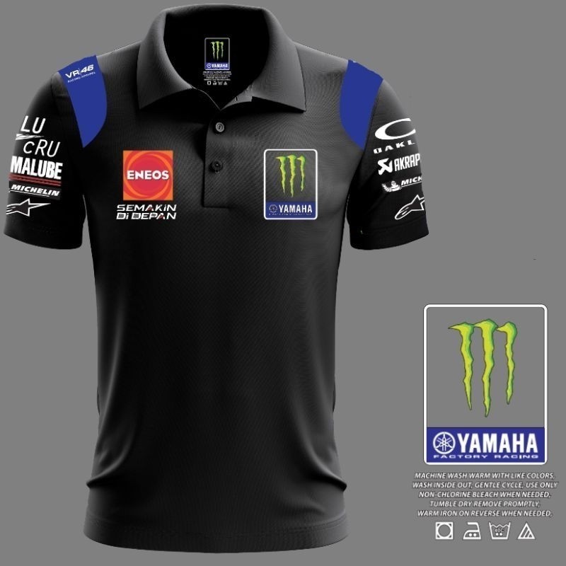 Baju Moto GP Yamaha Monster Racing Team Mens Short Sleeve Polo Collar T ...