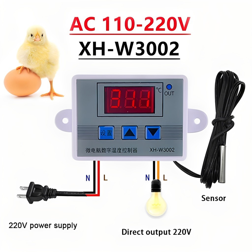 W3002 Digital Temperature Controller 220V Thermostat Thermoregulator ...