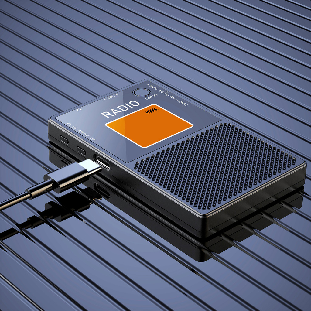 AM FM Transistor Radio Type-C Charging Pocket Speaker LCD Backlit ...