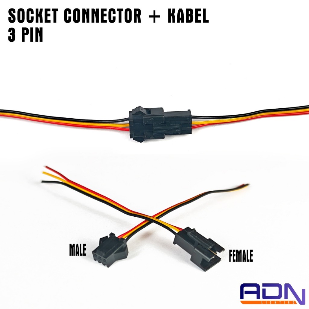 ADN Cable Buntung Connector JST 3 Pin Male Female Socket LED Strip ...