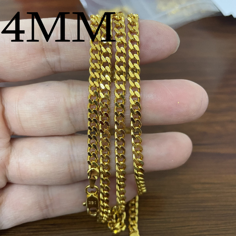 Foreign Trade Jewelry 4MM Cuban Side Necklace Silver Plated Clavicle ...