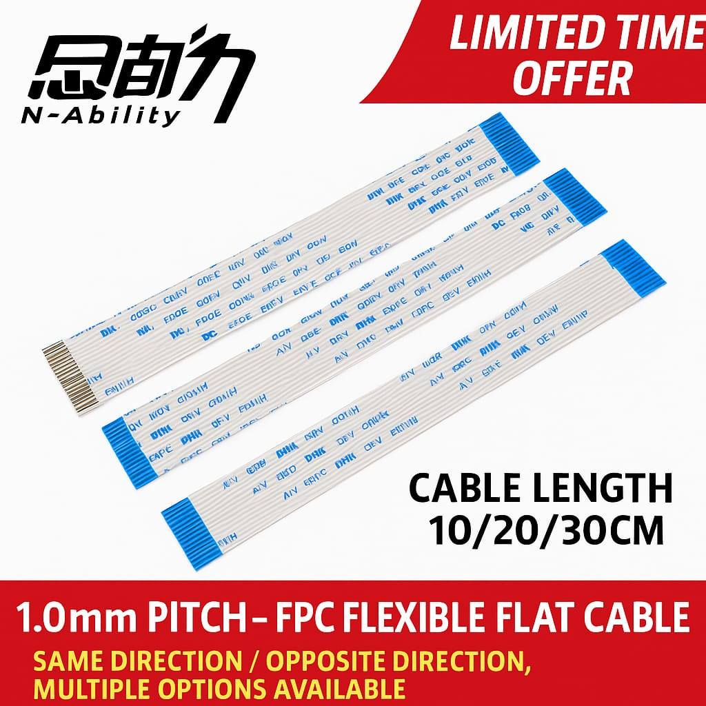 FFC/FPC Flexible Flat Cable, 1.0mm Pitch, Same Direction / Opposite ...