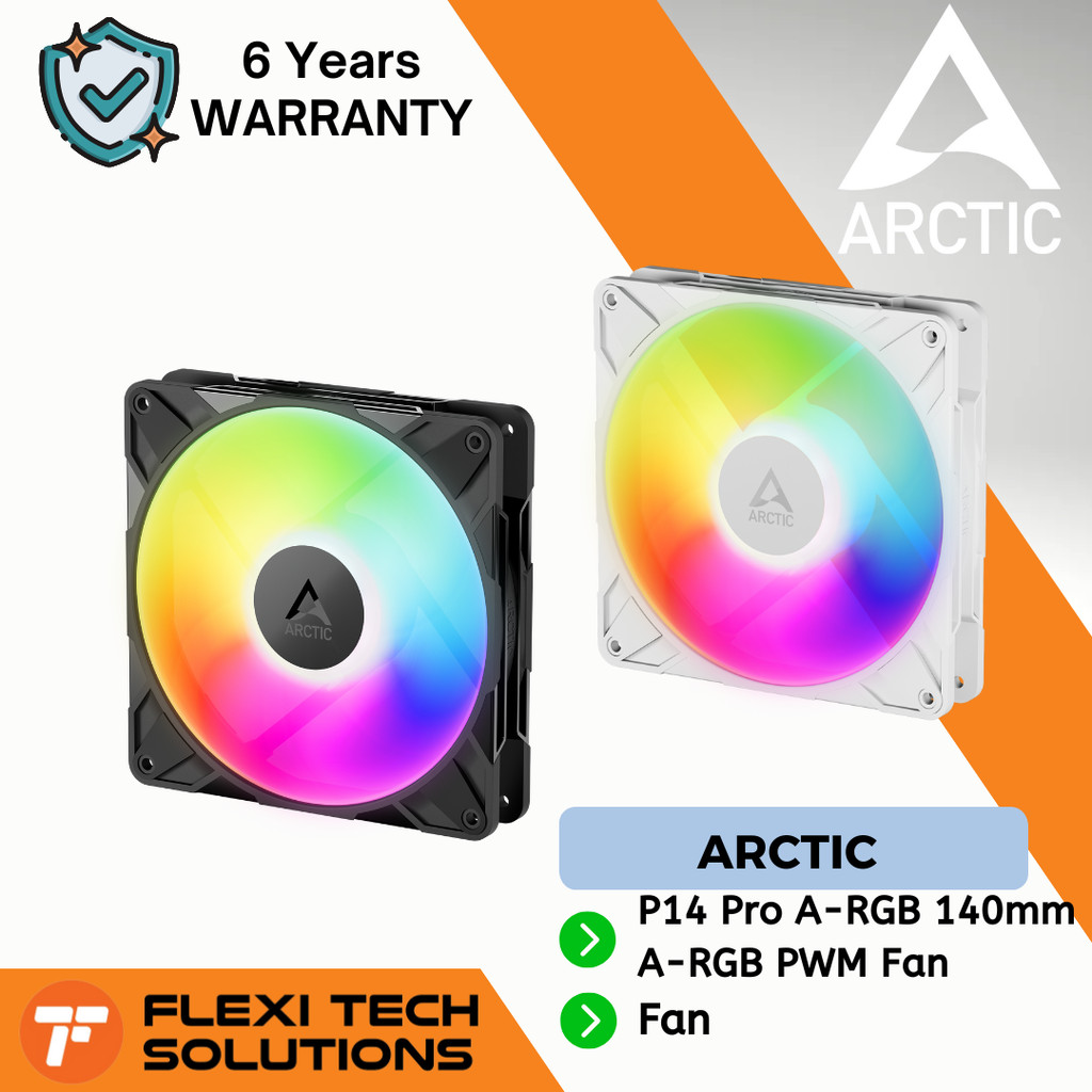 Flexi Tech Arctic P14 Pro A-RGB 140mm A-RGB PWM Fan with Cable Splitter ...