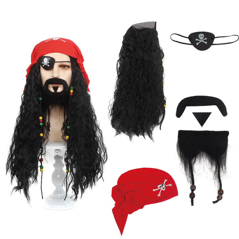 Pirate Wig Halloween Masquerade cosplay Captain Hook Caribbean Captain ...
