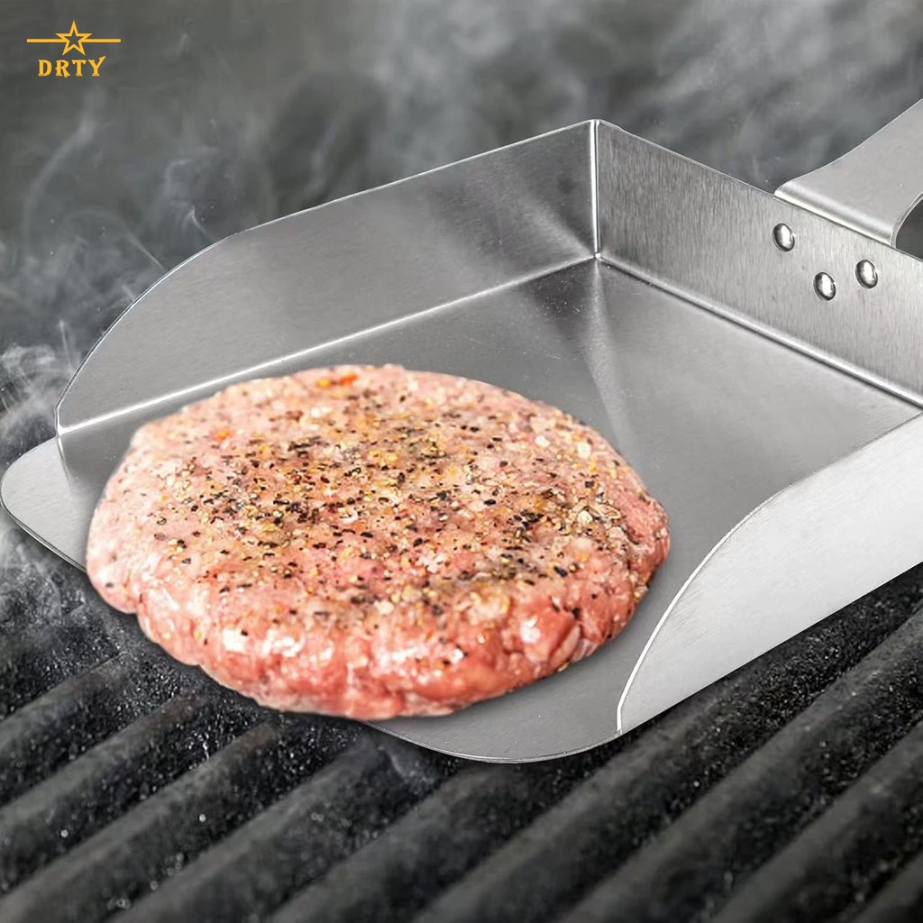 Stainless Steel Hibachi Spatula Grill Tool Wide Scraper with Ergonomic ...