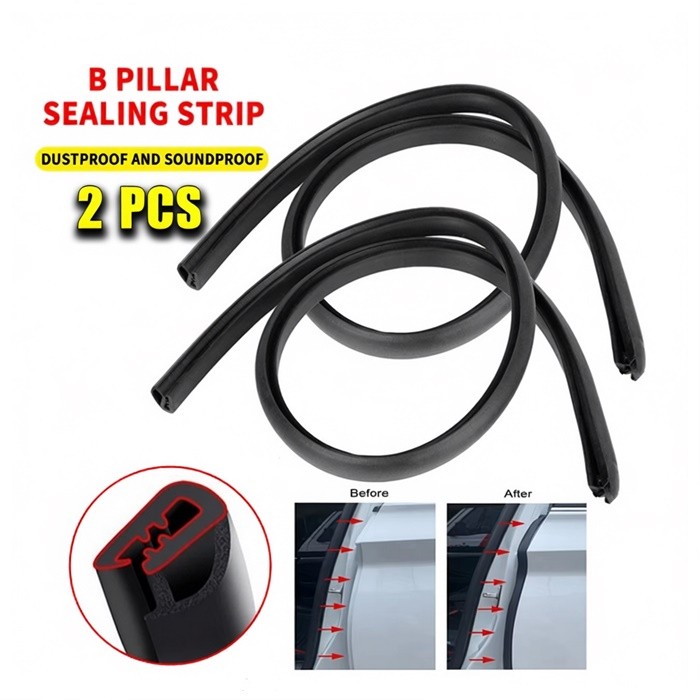 2pcs 100cm Car Door Rubber Seal Strip | B-Pillar Soundproof Insulation ...