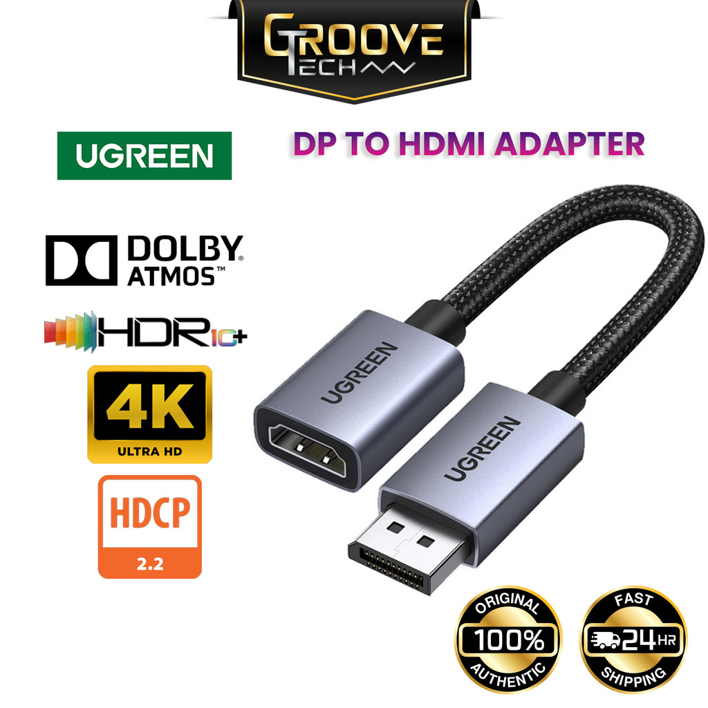 UGREEN DisplayPort to HDMI 4K 30Hz Adapter 10.2 Gbps HDCP 2.2 AMD ...