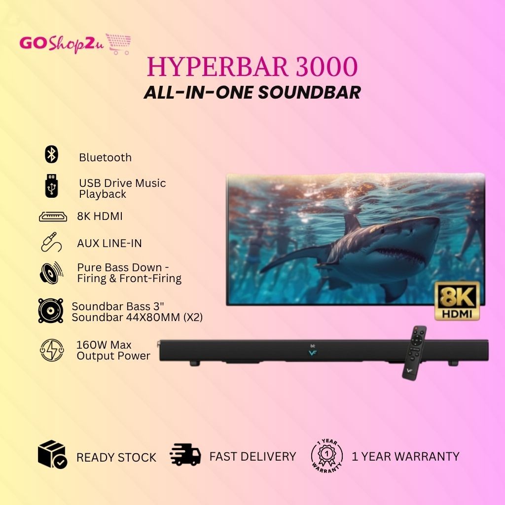 Vinnfier VF Hyperbar 3000 MAX 160W Home TV Soundbar Speaker Bluetooth ...