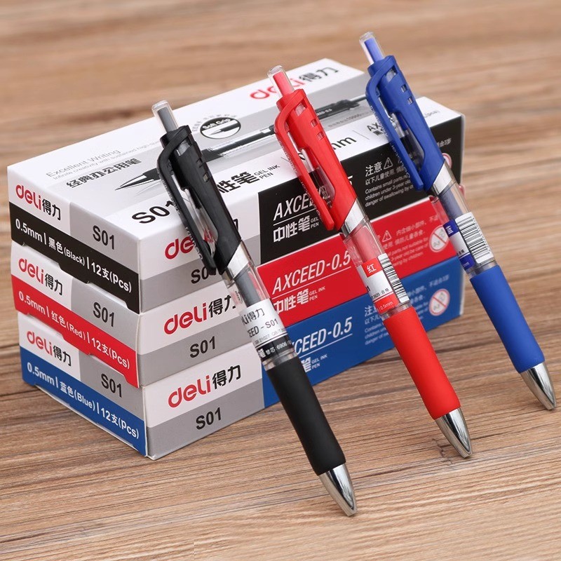 Deli Press Gel Pen Black 0.5mm Deli S01 Gel Pen Office Signature Pen ...
