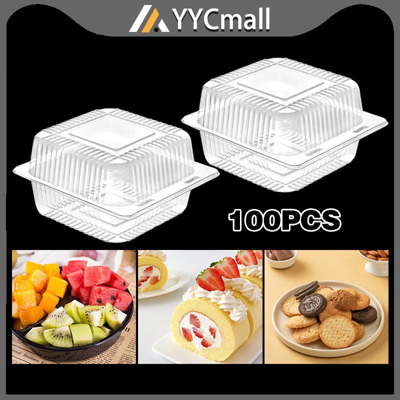 100Pcs Clamshell Clear Plastic Box Disposable Plastic Clamshell Meal ...