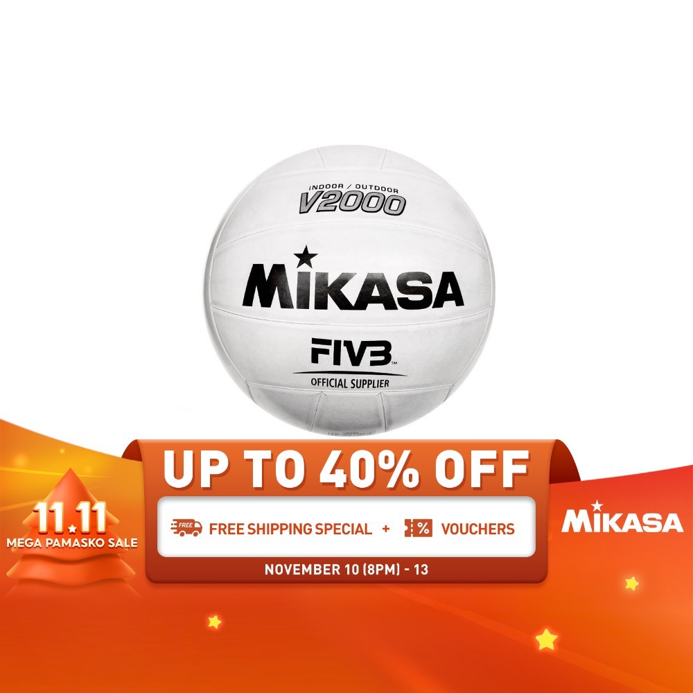 Mikasa V2000 Volleyball Size 5 with Rubber Cover (White) | Shopee Malaysia