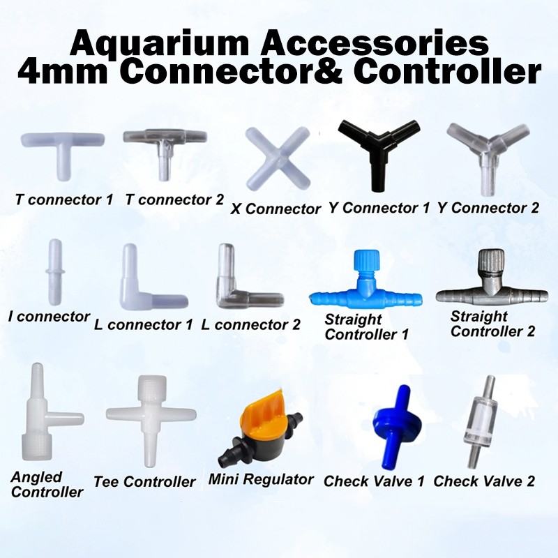 Air Tubing Connector Aquarium Air Pump Line Tube connectors 4mm Tee ...