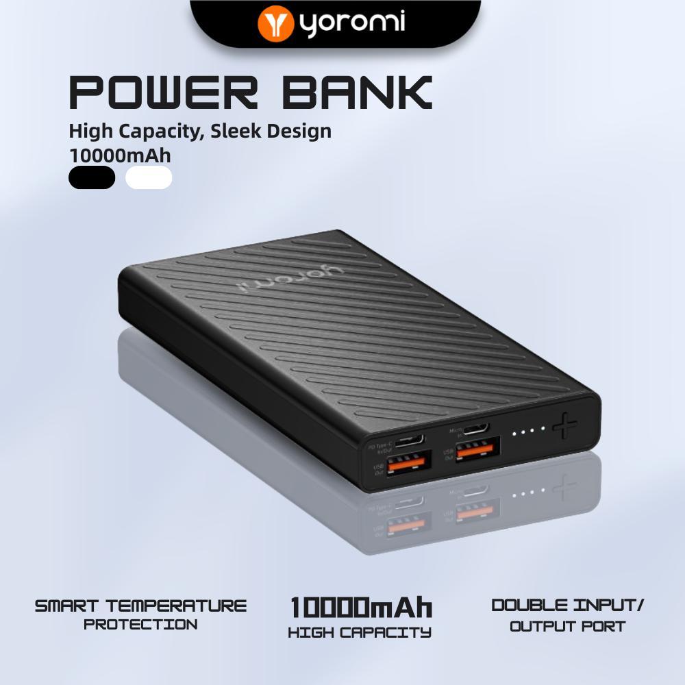 Yoromi 10000mAh Slim Power Bank | Dual USB + Type-C | Cas Pantas 2 ...
