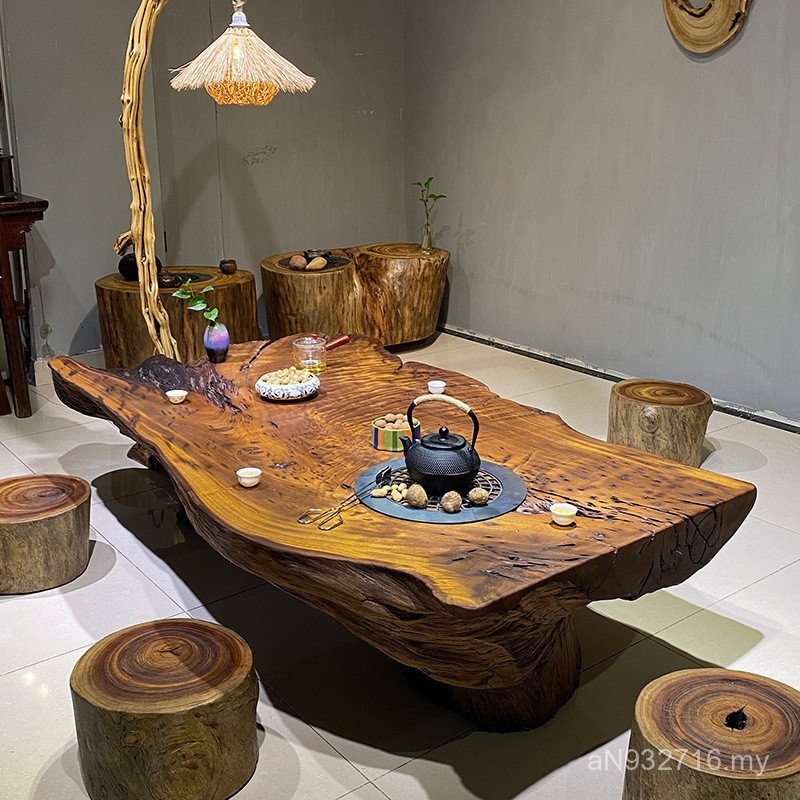 Silent Style Log Root Carving Coffee Table Solid Wood Tatami Tea Table ...