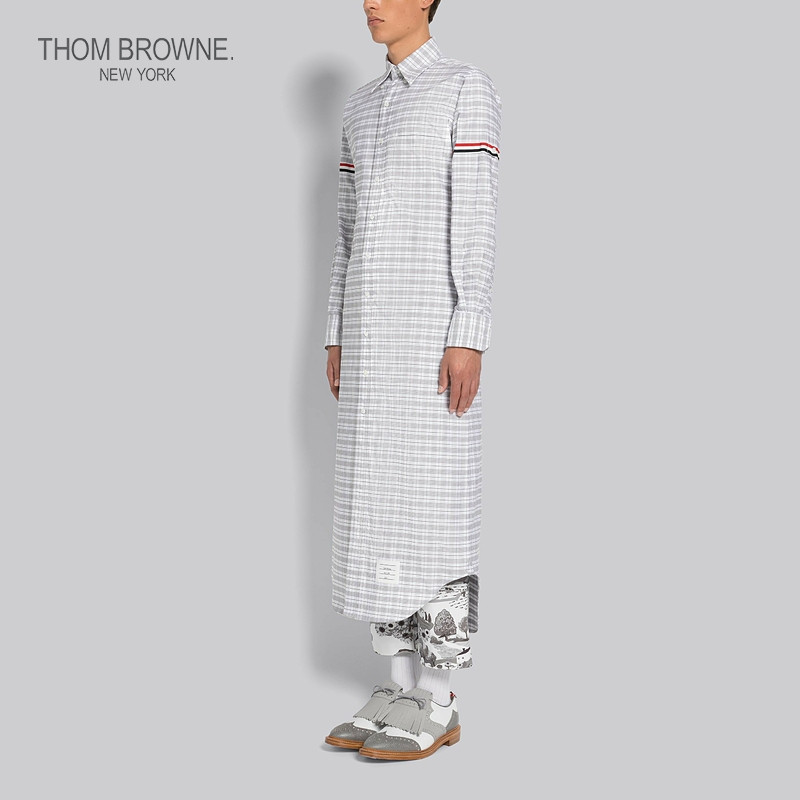 THOM BROWNE Men's 2023 Summer Plaid Collar Shirt | Shopee Malaysia
