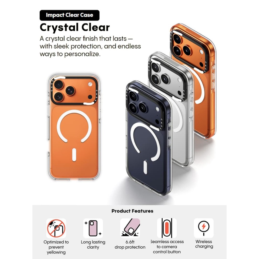 CASECASE X Impact Clear Magnetic suction Case for iPhone 17/16/15/14/13 ...