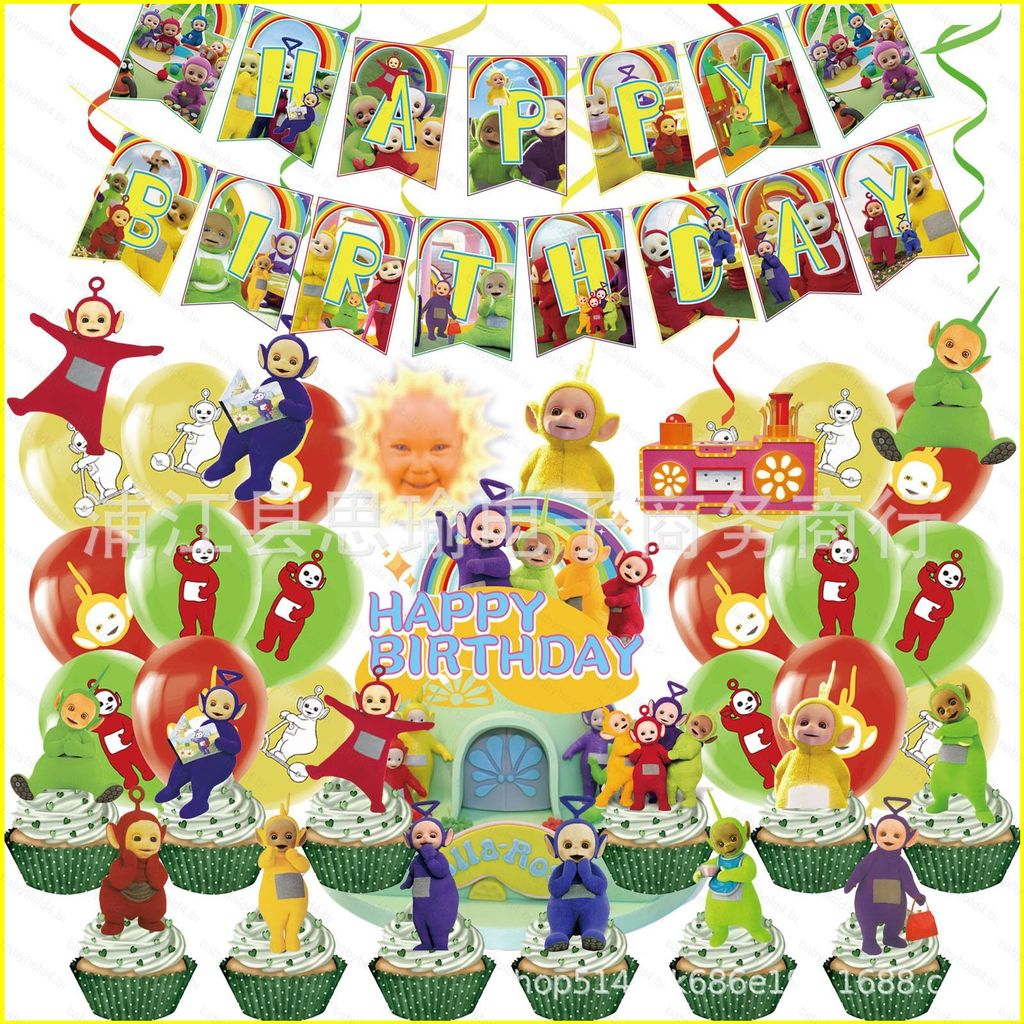 B4 Teletubbies birthday party decorations banner cake topper balloons ...