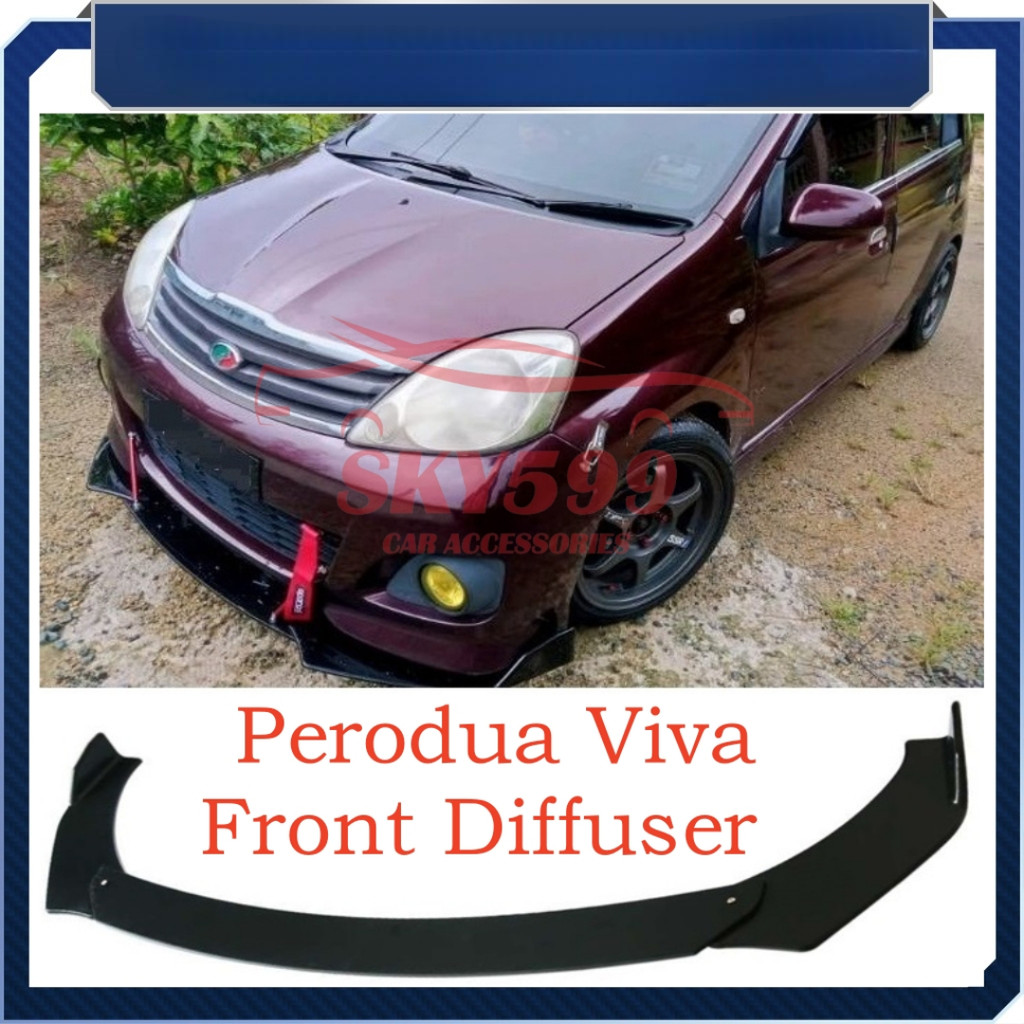 Perodua Viva Front Bumper Diffuser Lip Wrap Angle Splitters Black ...