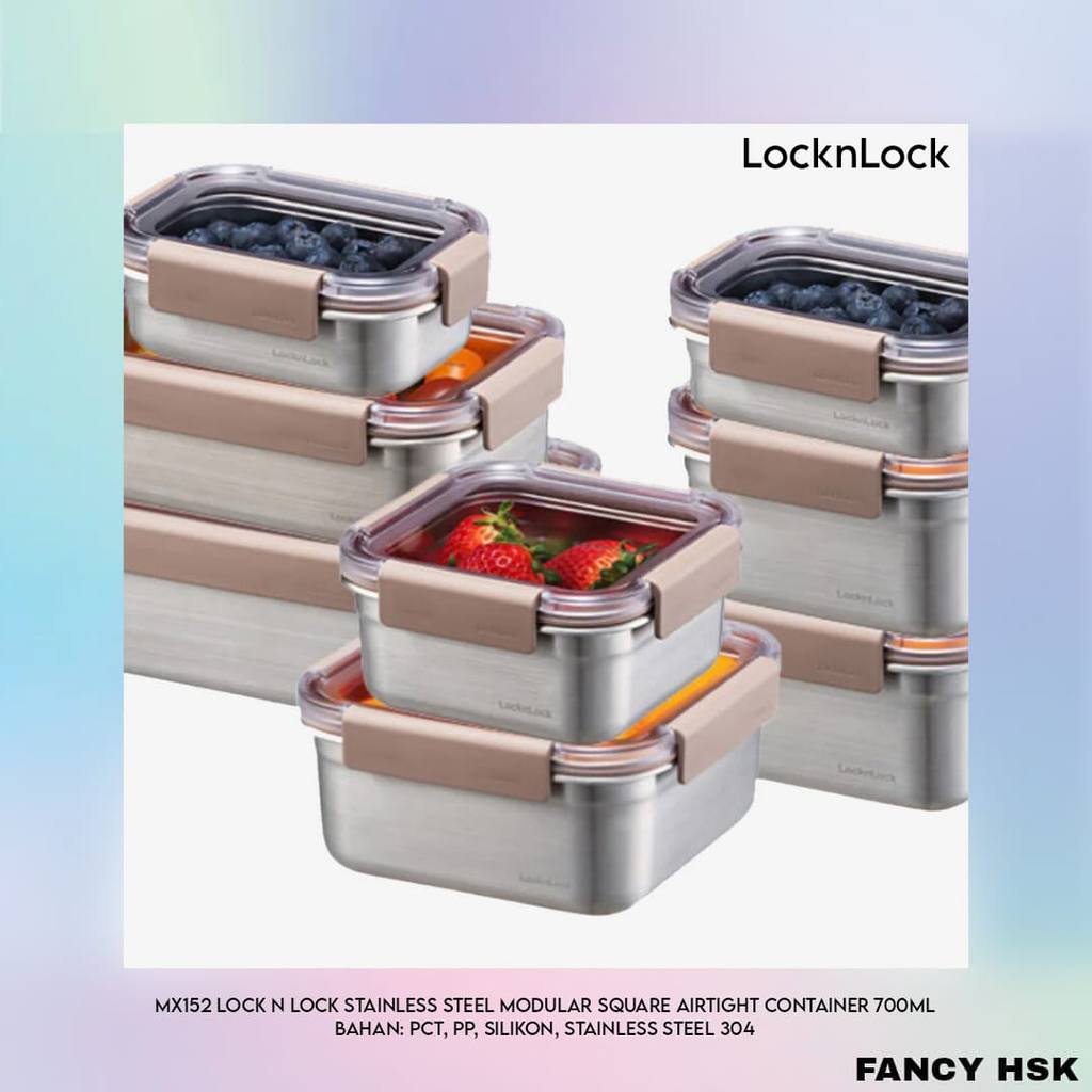 KOREA LOCK N LOCK STAINLESS STEEL MODULAR SQUARE AIRTIGHT CONTAINER ...