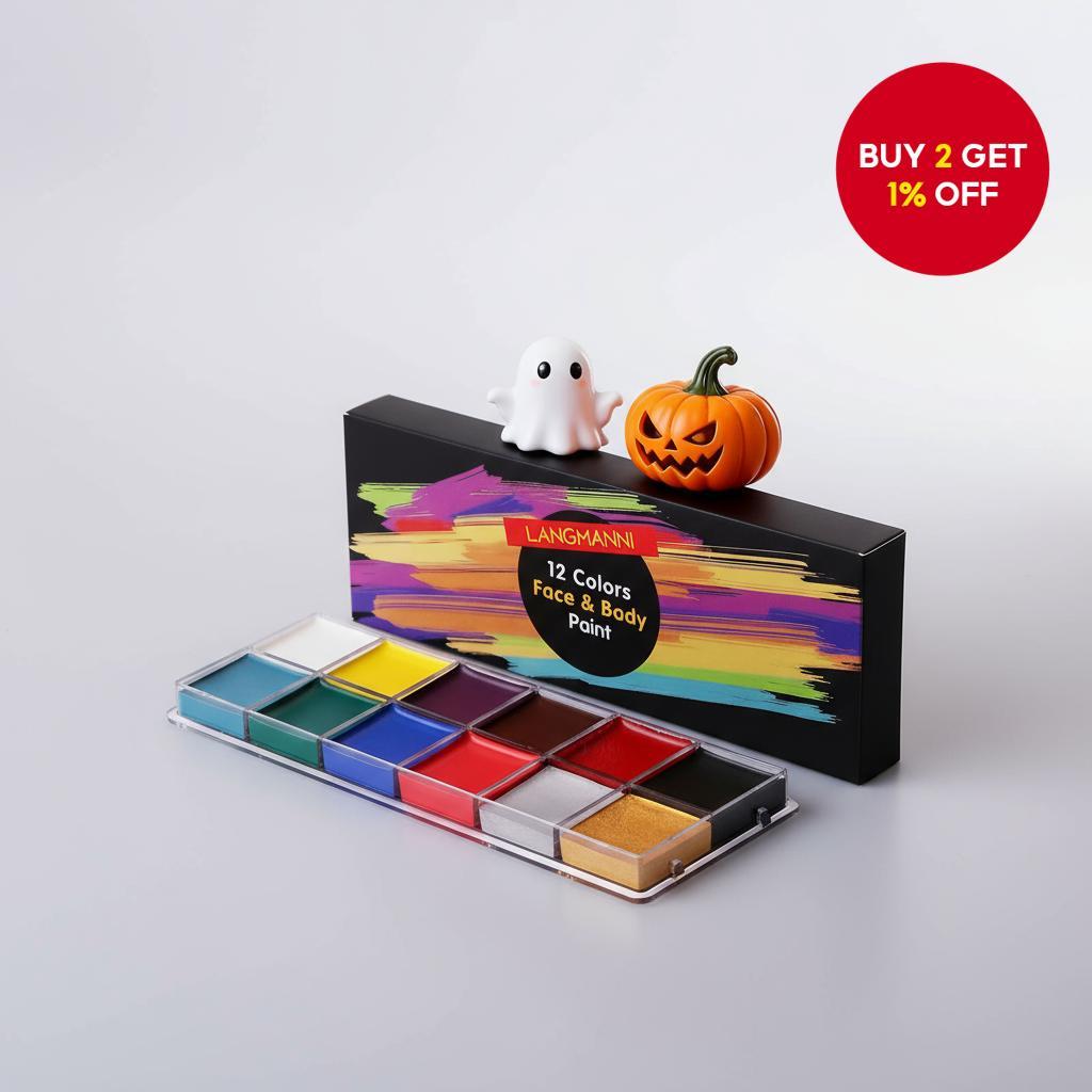LANGMANNI 12-Color Face & Body Paint Kit - Vivid Colors, Ideal for DIY ...