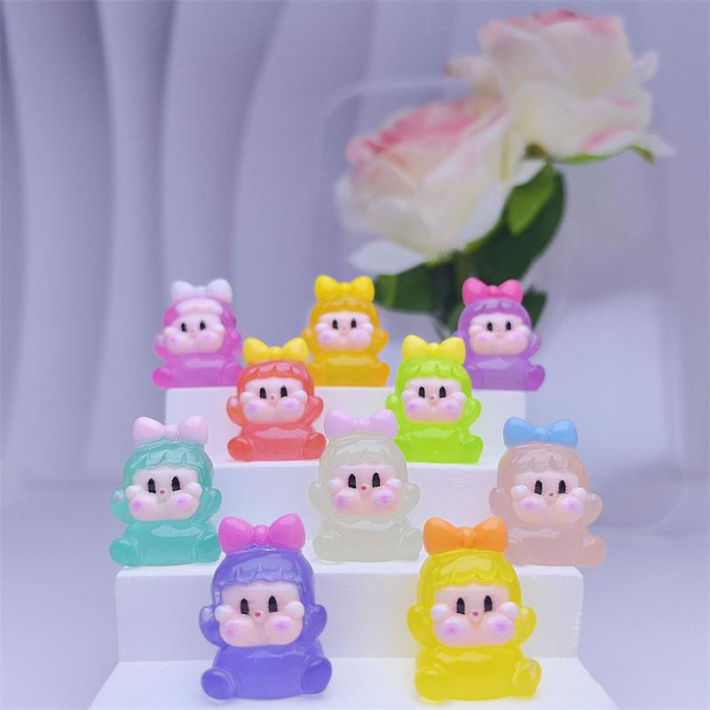 LOVELIFE 5Pcs/Bag Cute Luminous Bow Crying Baby Doll Micro Landscape ...