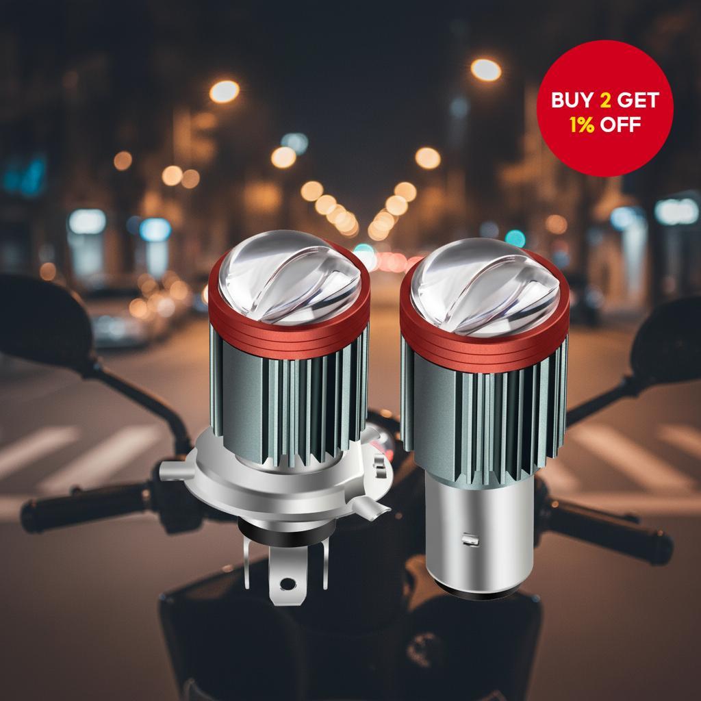 1 Unit H4 Motorcycle Headlight BA20D 20W High Low Beam LED Bulb 12V-80V ...