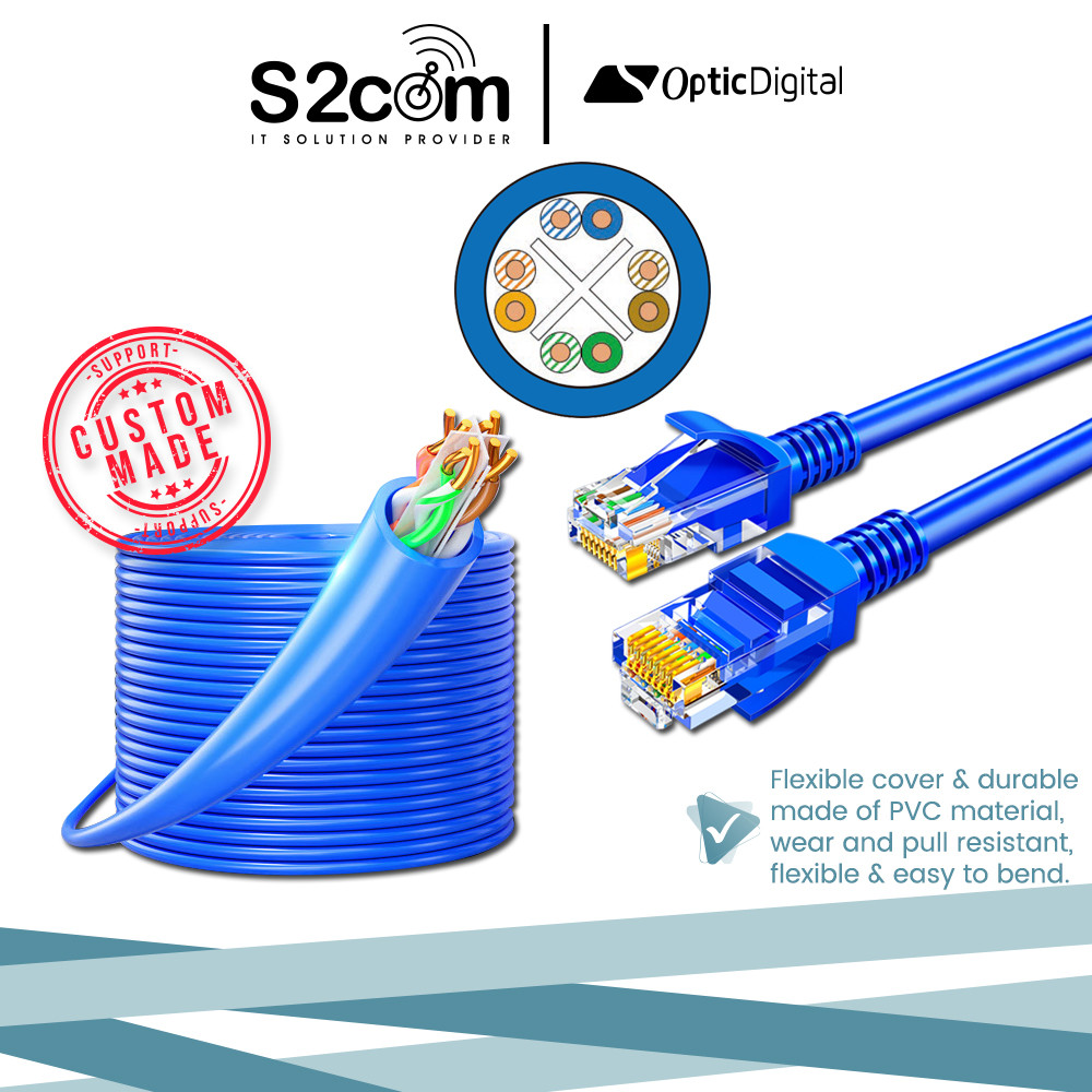 Optic Digital Cat6 Series 23AWG UTP PVC Network Cables 20M 30M 50M 80M ...