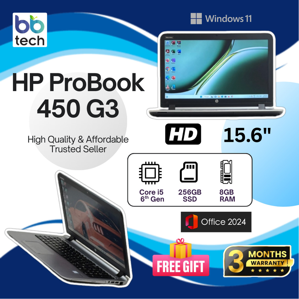 HP ProBook 450 G3 | Intel Core i5 6th Gen | 8GB RAM | 256GB SSD | 15.6 ...