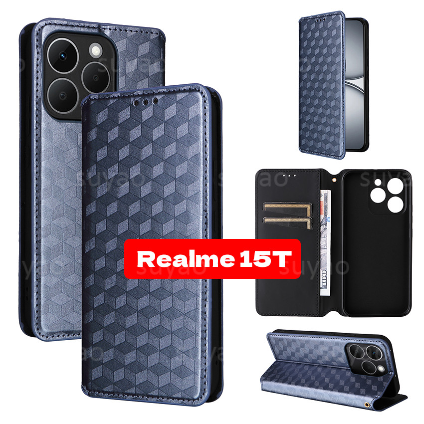 For Realme 15T 5G 2025 Phone Case Magnetic Wallet Flip Leather Casing ...