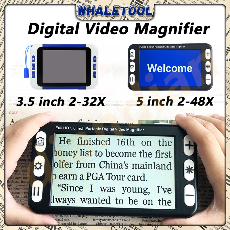 5inch 48X Handheld Reading Magnifying Glass 3.5" 2-32X Color LCD ...