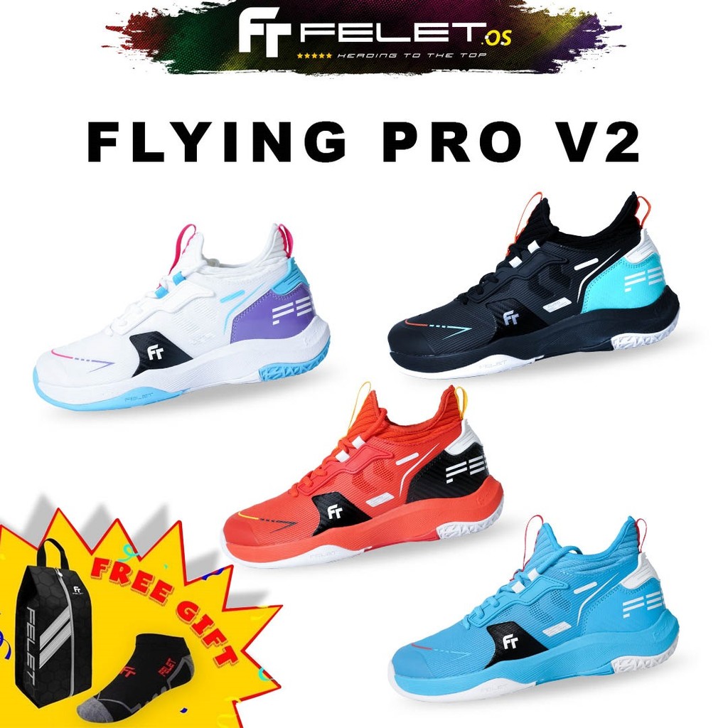 FELET FLYING PRO V2【4 Color】【Badminton Shoes】【Proffessional】100% ...