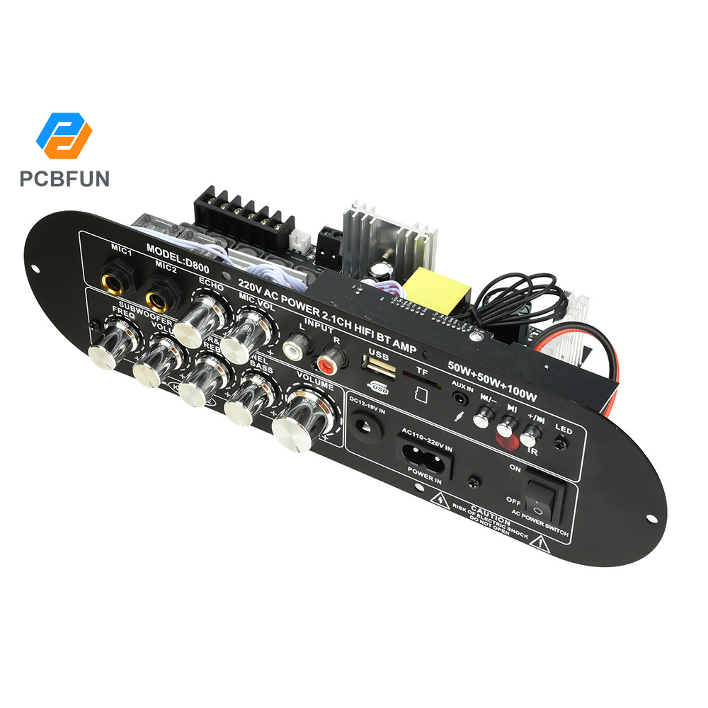 Pcbfun DC12-19V/AC110-2220V 2.1-Channel D800 Bluetooth Amplifier Board ...