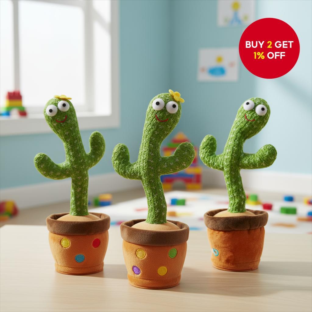 Interactive Cactus Toy, Dancing with Sounds, Rechargeable & Battery ...