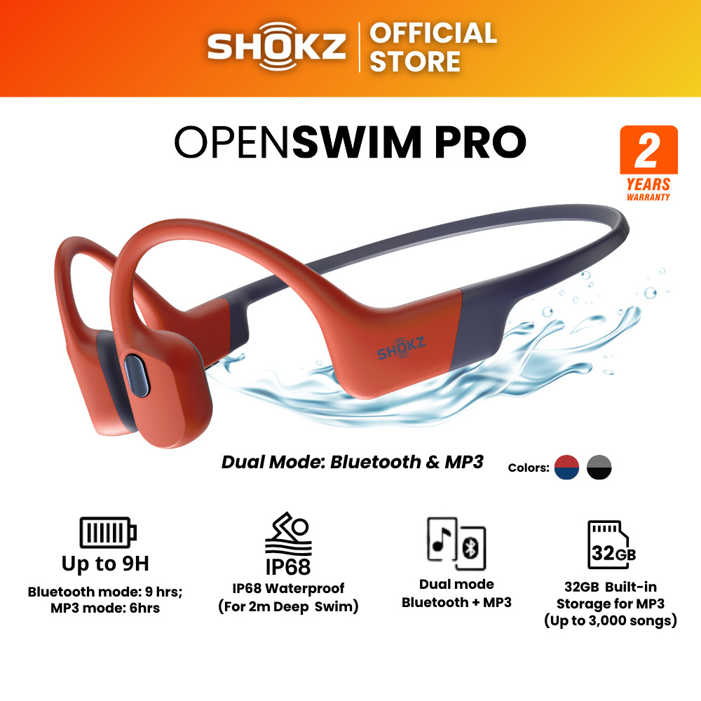 SHOKZ OpenSwim Pro Open Ear Bone Conduction Bluetooth Wireless ...