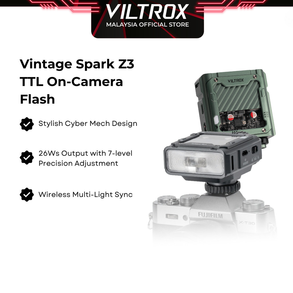 VILTROX Spark Z3 TTL On-Camera Flash Pocket-Sized Cyber Mech Style For ...
