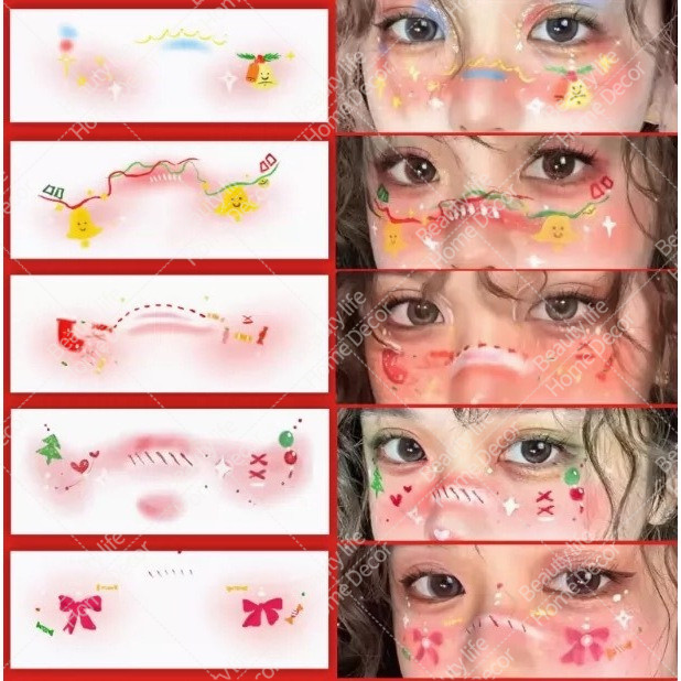 2026 Christmas Face Stickers Snowflakes Pattern Face Tattoo Fashion ...