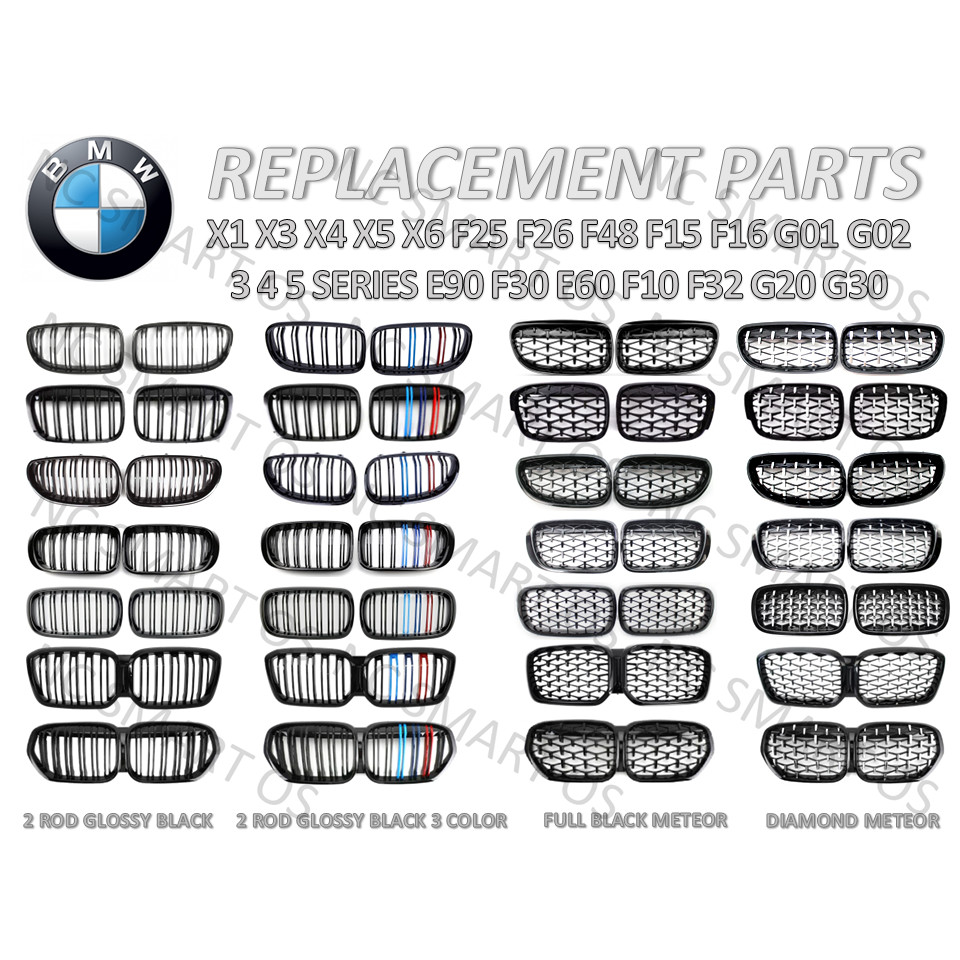 BMW Grossly black Chrome Diamond Kidney Grilles Meteor Style Bumper ...