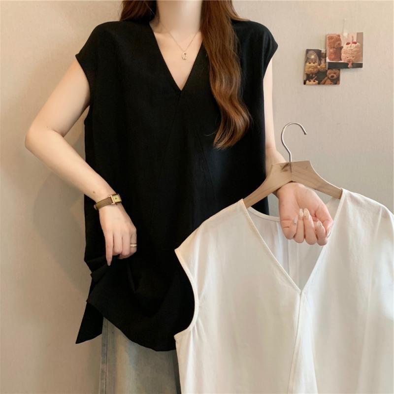Oversize Solid Color Sleeveless V-Neck Camisole - Perfect Fit for Plus Size Women | Shopee Malaysia
